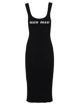Miu Miu Viscose Knit Dress - Black