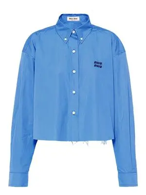 Miu Miu Cropped Poplin Shirt - Periwinkle Blue