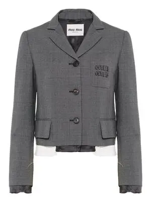 Miu Miu Single-breasted Prince Of Wales Check Jacket - Slate Gray