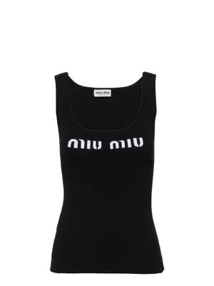 Miu Miu Viscose Tank Top - Black