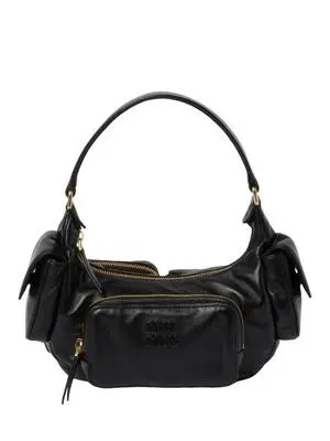 Miu Miu Nappa Leather Bag With Pockets - Black