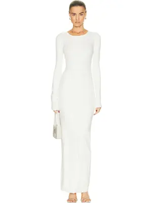 Eterne Long Sleeve Crewneck Maxi Dress - Cream