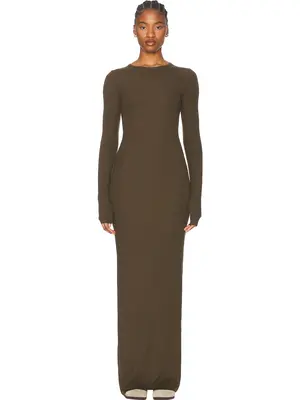 Eterne Eterne Long Sleeve Crewneck Maxi Dress Moss