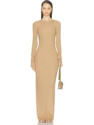 Eterne Long Sleeve Crewneck Maxi Dress - Taupe