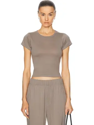 Eterne Eterne Short Sleeve Baby Tee In Taupe Clay