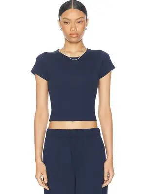 Eterne Eterne Short Sleeve Baby Tee In Taupe Navy