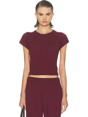 Eterne Eterne Short Sleeve Baby Tee In Taupe Oxblood