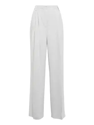 Dries Van Noten Pleated Wide Leg Trousers - Grey