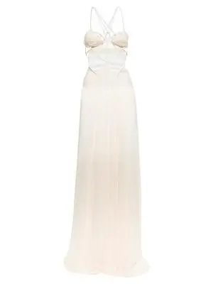NENSI DOJAKA Bridal Cutout Silk Gown - White