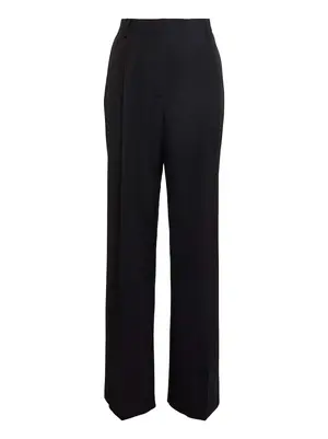 Dries Van Noten Pleated Wide Leg Trousers - Black