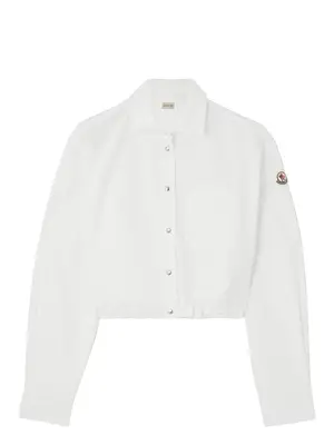Moncler Cropped Cotton-poplin Shirt - White
