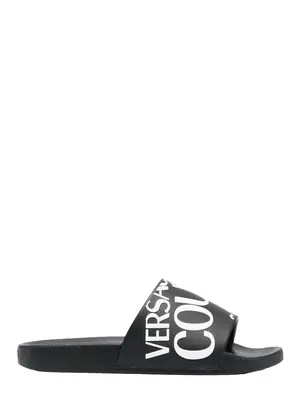 Versace Logo-print Slides - Black