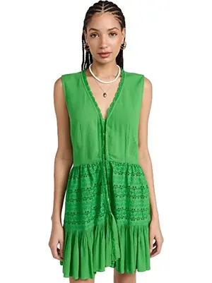 Playa Lucila Eyelet Mini Dress - Green