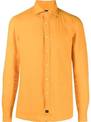 FAY Long-sleeve Linen Shirt - Orange