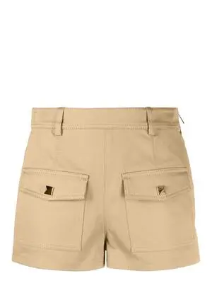 Valentino Garavani Stretch-cotton Low-rise Shorts - Neutrals