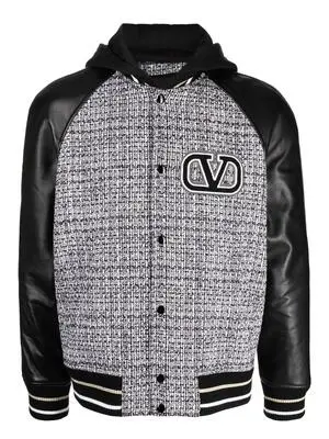 Valentino Garavani Logo-patch Hooded Bomber Jacket - Black