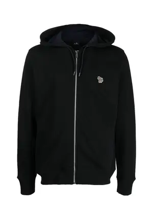 Paul Smith Zipped Organic Cotton Hoodie - Black