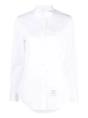 Thom Browne Logo-patch Long-sleeved Shirt - White