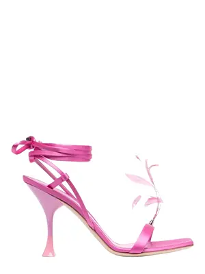 3JUIN Kimi 105mm Feather-detail Sandals - Pink