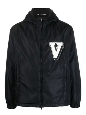 Valentino Garavani Logo-patch Hooded Jacket - Blue