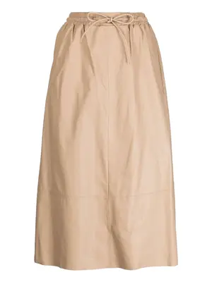 YVES SALOMON Leather Flared Skirt - Neutrals