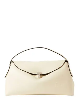 TOTEME TOTEME T-Lock Textured-Leather Shoulder Bag Off-white