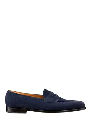 John Lobb John Lobb Lopez Suede Penny Loafers Navy