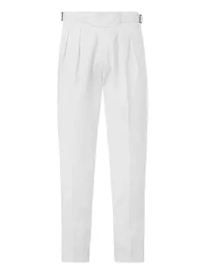 Rubinacci Manny Tapered Pleated Cotton-twill Trousers - White