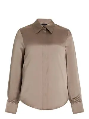 Brandon Maxwell Spence Silk Button-down Shirt - Brown