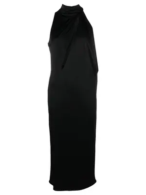Versace Slashed Halterneck Midi Dress - Black