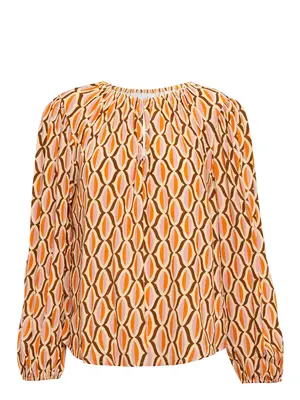 Velvet By Graham & Spencer Laura Printed Crêpe Blouse - Orange
