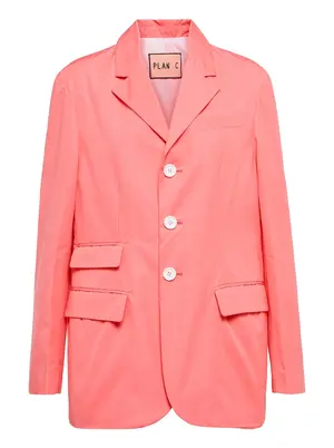 Plan C Single-breasted Cotton Blazer - Pink