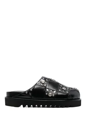 TOGA VIRILIS Stud-detailing Leather Mules - Black