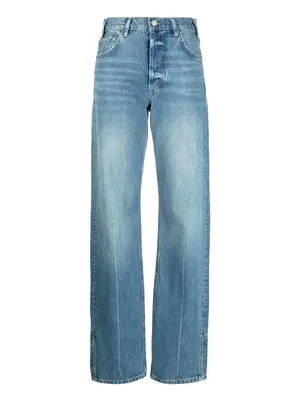 ANINE BING Ankle-slit Straight-leg Jeans - Blue