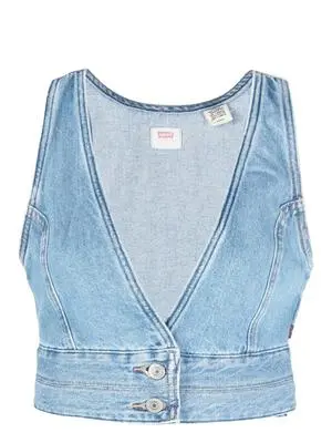LEVI'S Levi's Denim Plunge V-Neck Sleeveless Top Blue