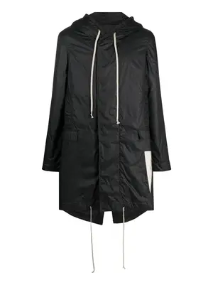 Rick Owens Fishtail Hooded Raincoat - Black