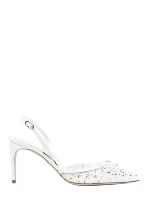 Rene Caovilla Lace-embellished Slingback Pumps - White