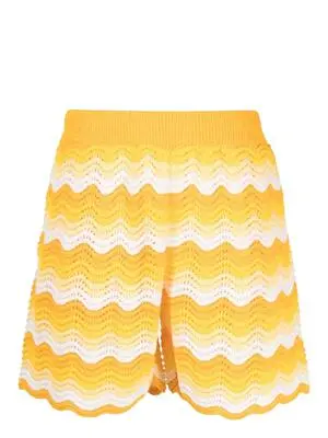 Casablanca Scalloped-knit Shorts - Yellow
