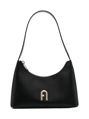 Furla Logo-plaque Leather Shoulder Bag - Black
