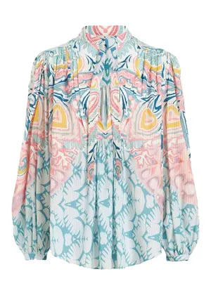 Etro Graphic-print Pussy-bow Blouse - Blue