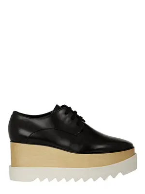 Stella McCartney Elyse Faux Glossed-leather Platform Brogues - Black