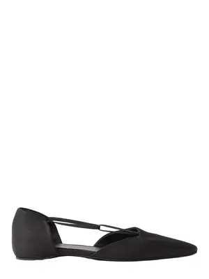 TOTEME The T-strap Faille Point-toe Flats - Black