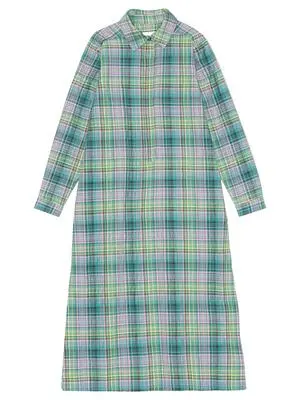 GANNI Seersucker Check Shirt Dress - Green