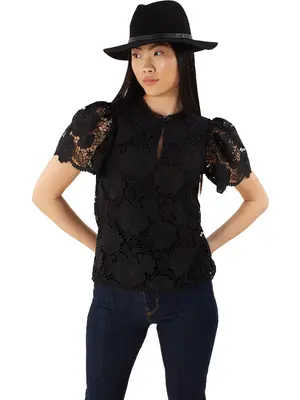 Hale Bob Aria Lace Top - Black