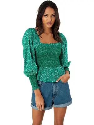 Hale Bob Arielle Smocked Top - Green