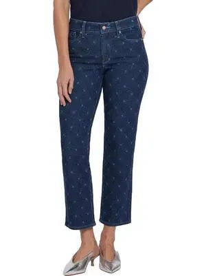 NYDJ Marilyn Ankle Straight Leg Jeans - Geo Flower Print