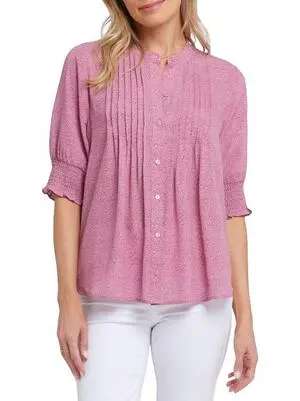 NYDJ Pleated Peasant Blouse - Bonavista