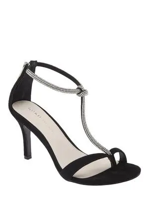 KOKO + PALENKI Odette Pavé Crystal T-strap Sandal - Black Suede