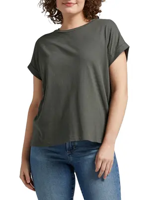 Jag JAG Drapey Cuff Cotton & Modal T-Shirt Olive