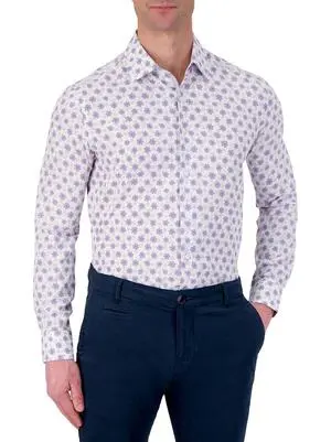 REPORT COLLECTION Slim Fit Floral Performance Dress Shirt - Lavender